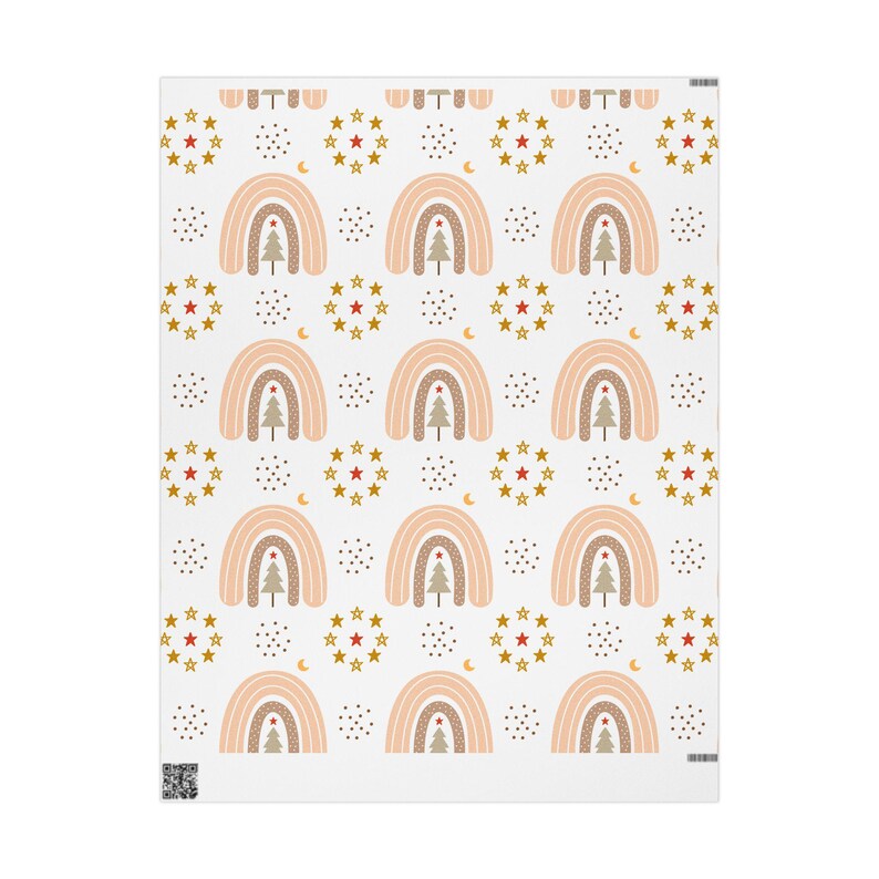 Boho Rainbow Christmas Tree Gift Wrap | Retro Holiday Paper - Etsy