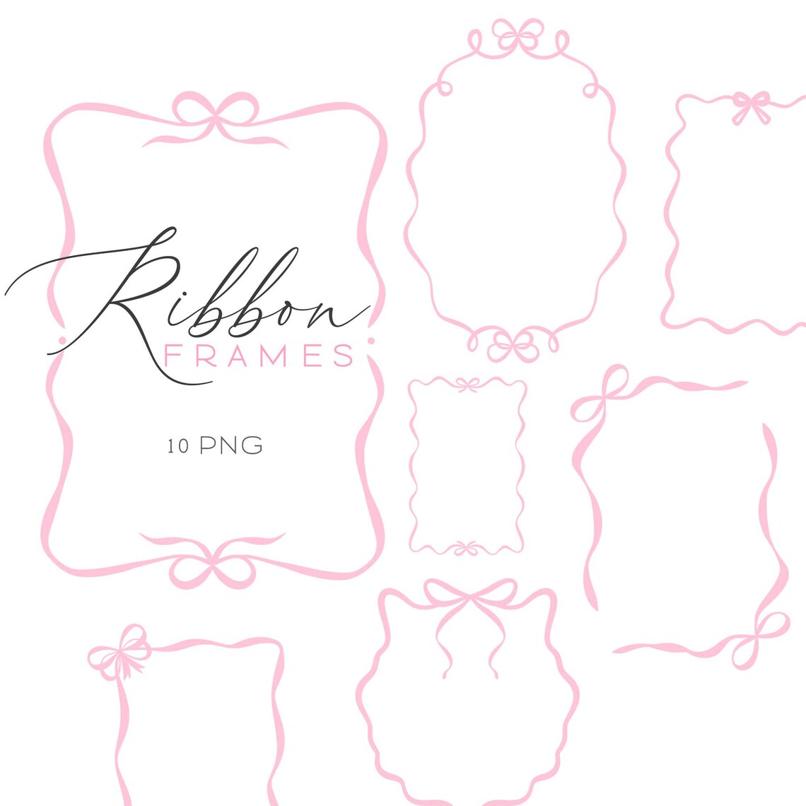 Blush Pink Ribbons Frames Clipart, Cute Bow Frame PNG, Dusty Rose ...