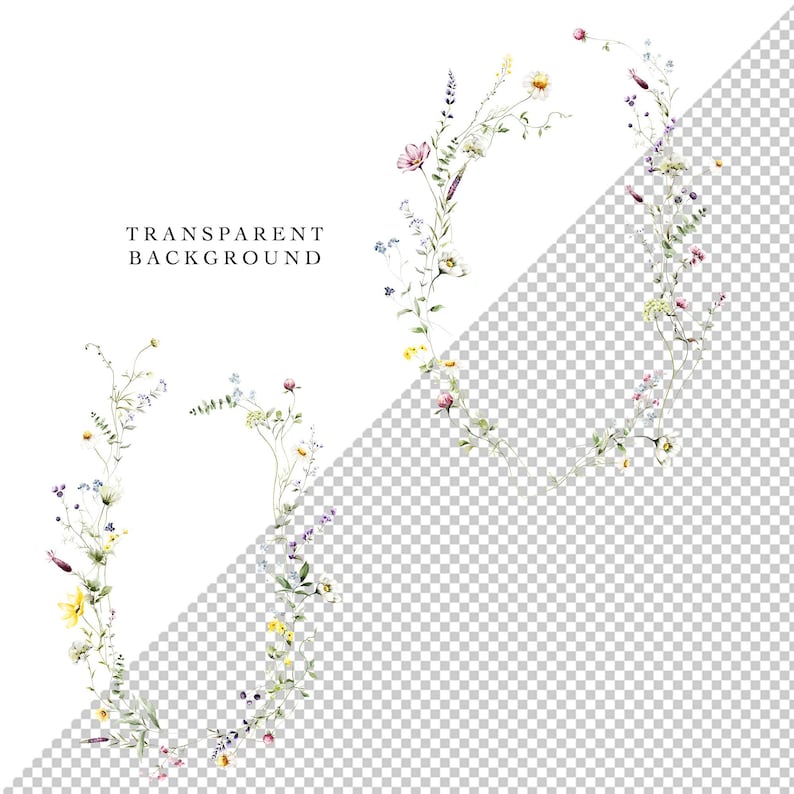 Rosé Wildflowers Clipart, Watercolor Floral Wreaths, Spring Flower ...