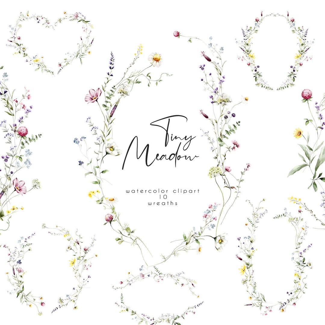 Rosé Wildflowers Clipart, Watercolor Floral Wreaths, Spring Flower ...