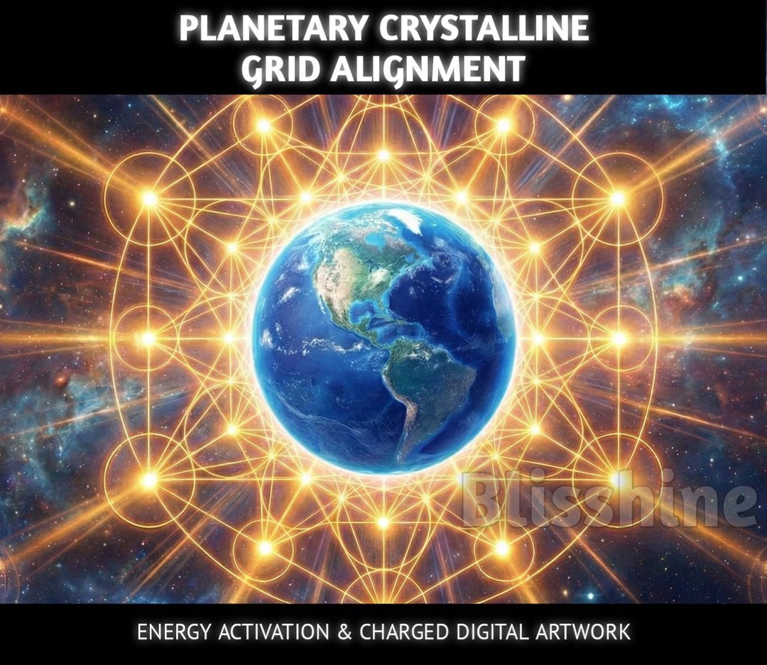 Planetary Crystalline Grid Charged Digital Artwork With a Personal ...