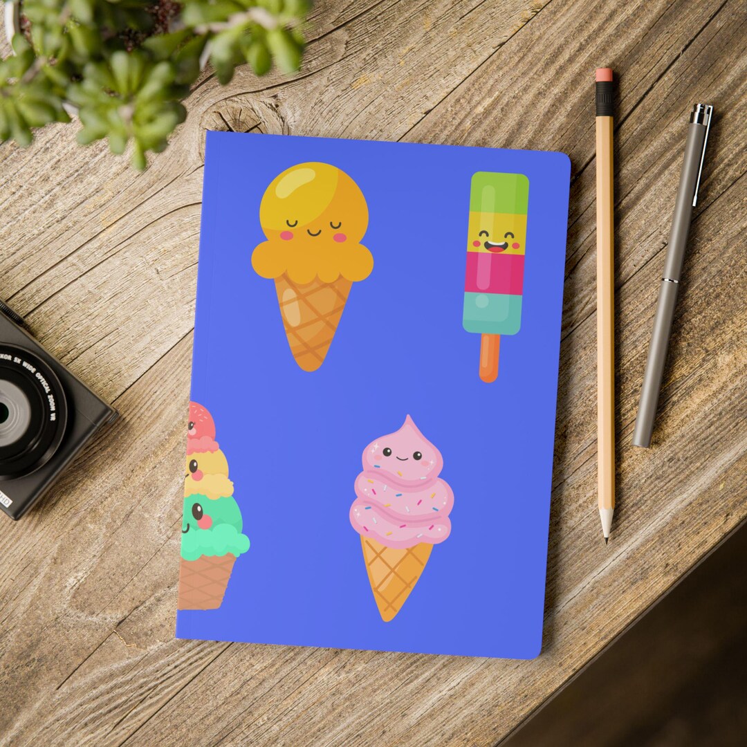 Ice Cream Notebook, Kids Journal, Dessert Notebook, Summer Stationery ...