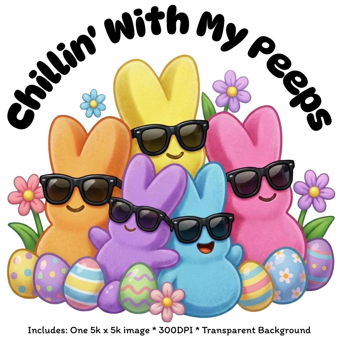 Chillin With My Peeps Easter PNG, Funny Easter Bunny Shirt Design ...