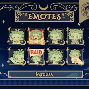 Cute Chibi Medusa Emote Pack | 8 Twitch & Discord Emotes | Streamer ...