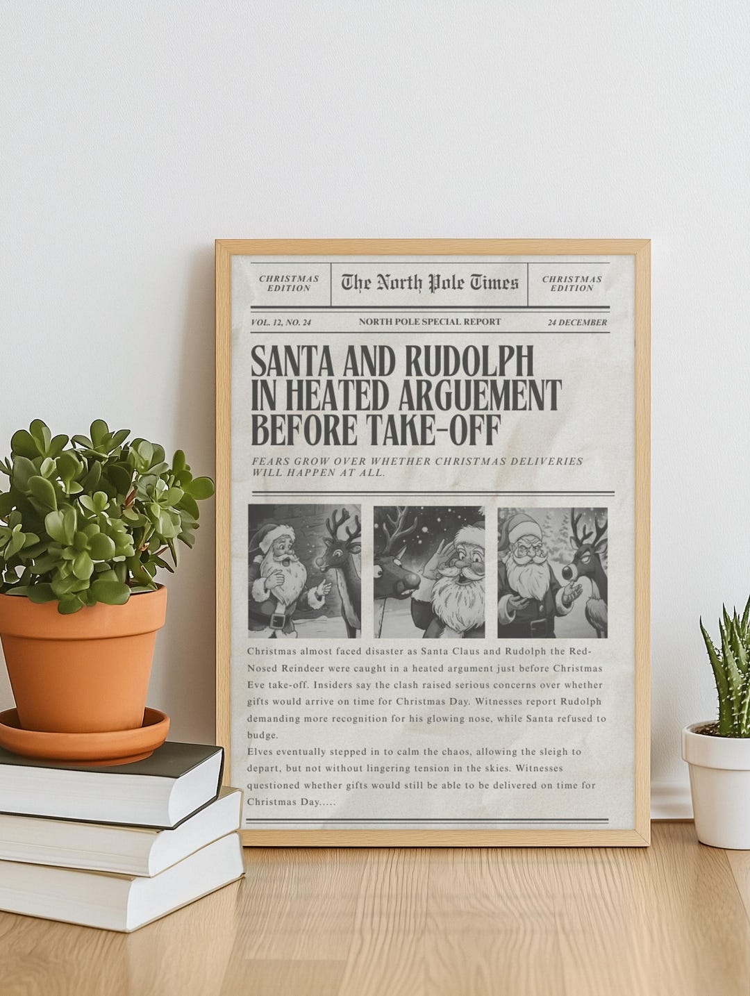 Santa & Rudolph Print, Christmas Rudolph Funny Printable, Trendy ...