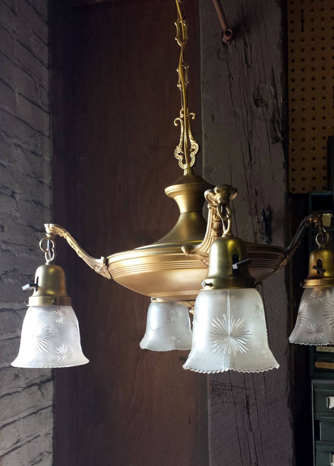 Vintage 4 Arm Pan Light Vintage Lighting Antique Light | Etsy