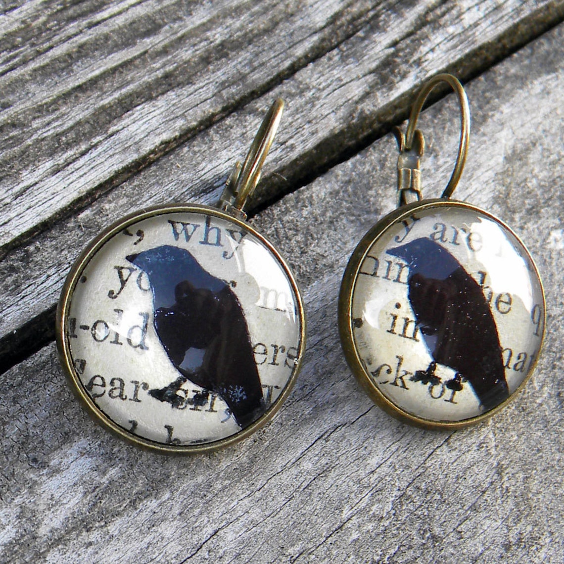 Raven Earrings Crow Earrings Raven Jewelry Raven Nevermore - Etsy