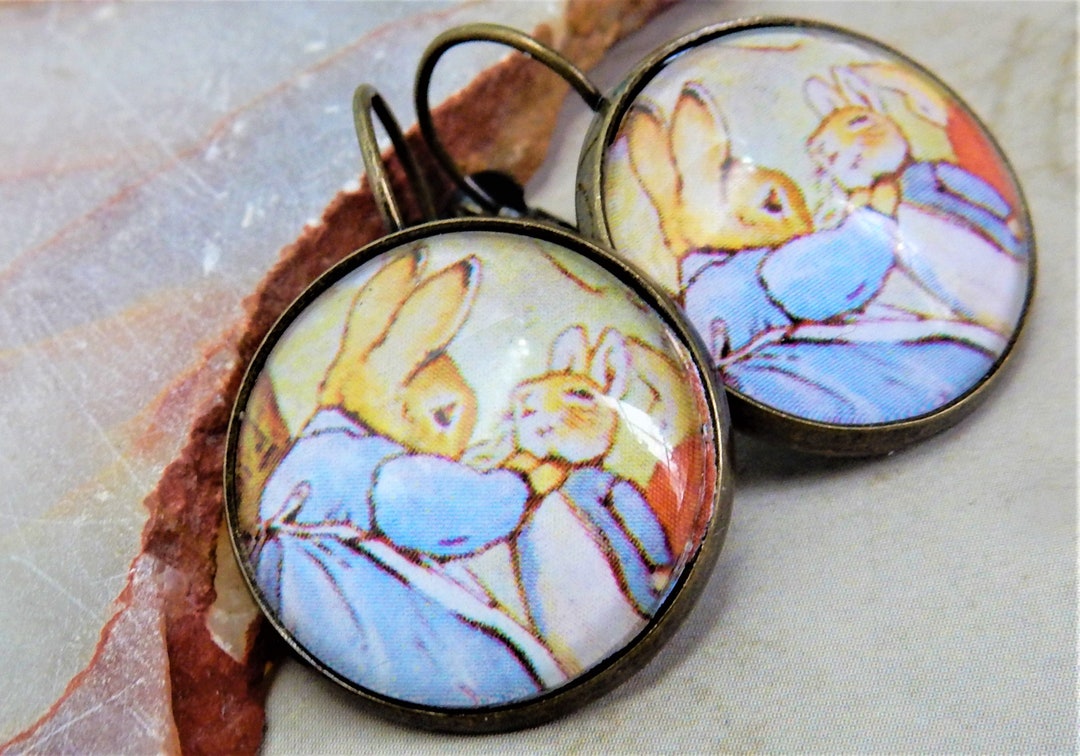 Rabbit Earrings, Bunny Earrings, Peter Rabbit Jewelry, Rabbit Mother ...
