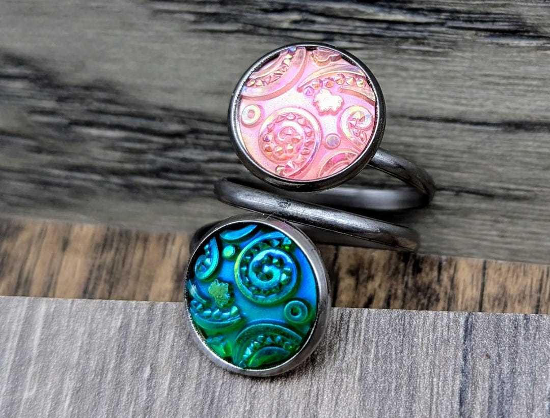 Wicked, Wicked Ring, OZ, Pink and Green Gears Ring, Elph, Glinda ...