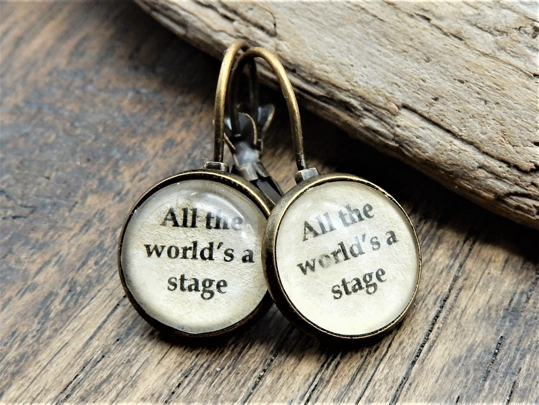 Word Earrings, Shakespeare Earrings, All the World's A Stage ...