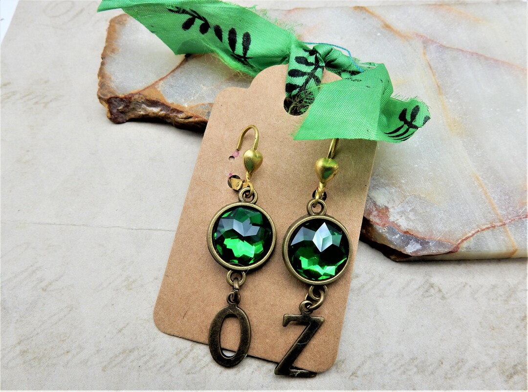Wizard of Oz Earrings, OZ Jewelry, Oz Earring, Emerald Green Oz ...