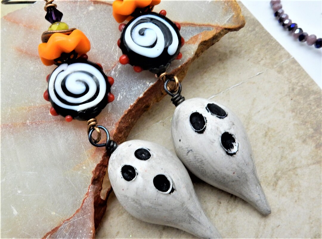 Ghost Earrings, Spirit, Ghost, Halloween, Ghost Dangles, Haunted, Cute ...