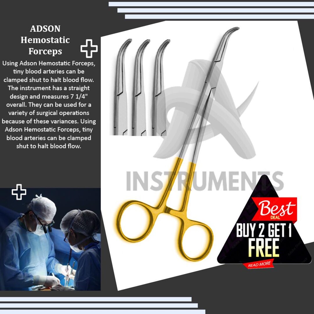 Adson Hemostatic Forceps | Surgical Stainless Steel Clamp | Medical ...