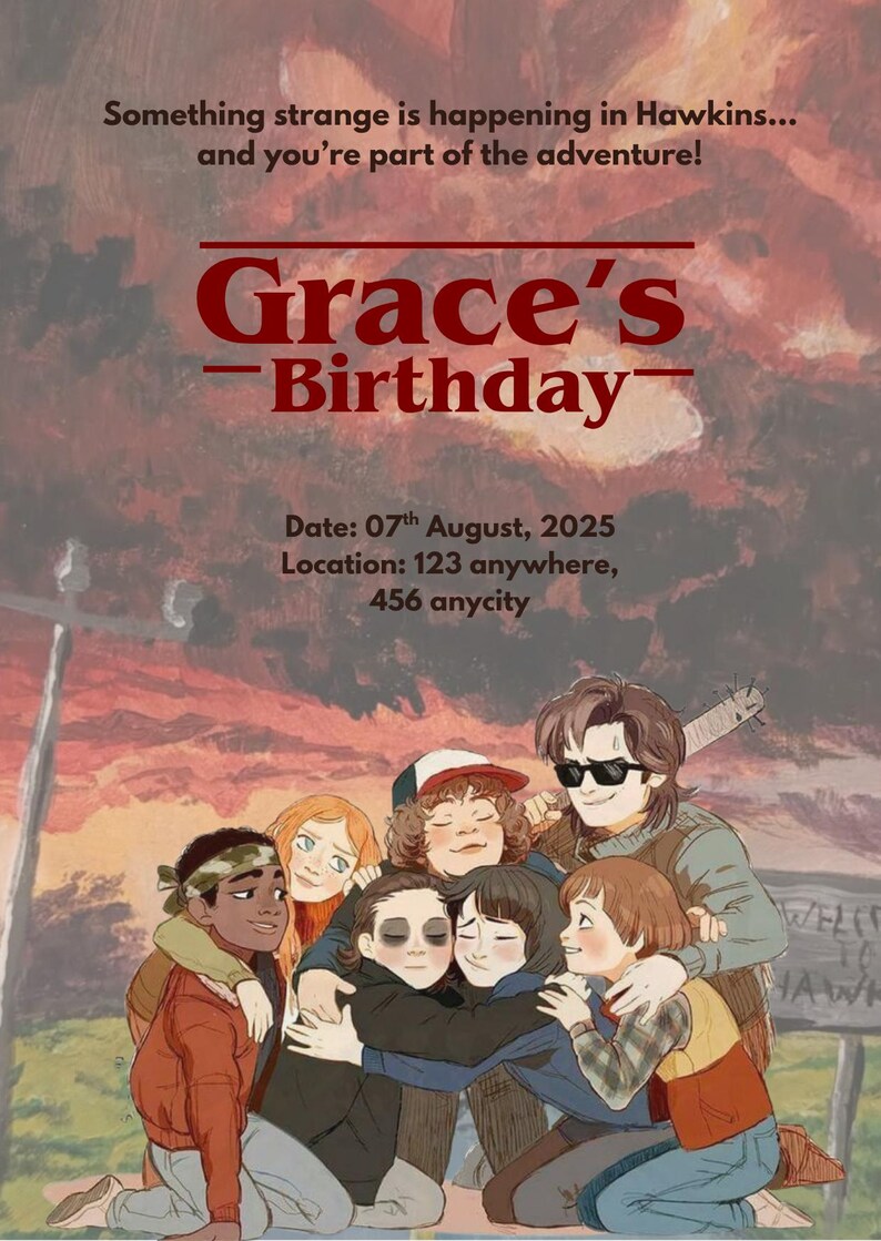 Stranger Things Birthday Invitation | TV Show Themed Party Canva ...