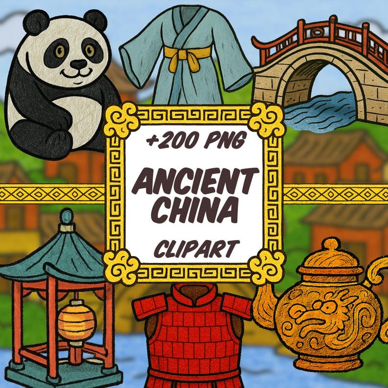 China Clipart PNG, Chinese Clipart Pack, Chinese PNG Bundle, Ancient ...