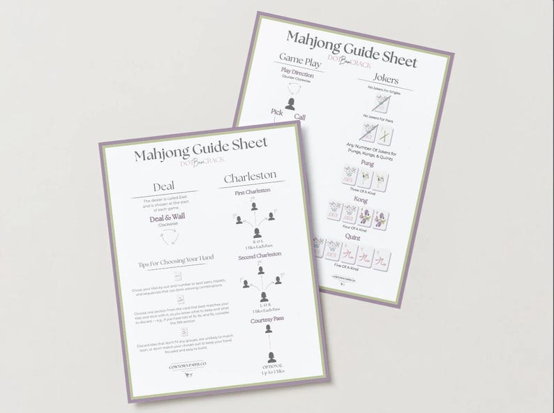 Mahjong Cheat Sheet Printable – American Mahjong Quick Reference Guide ...