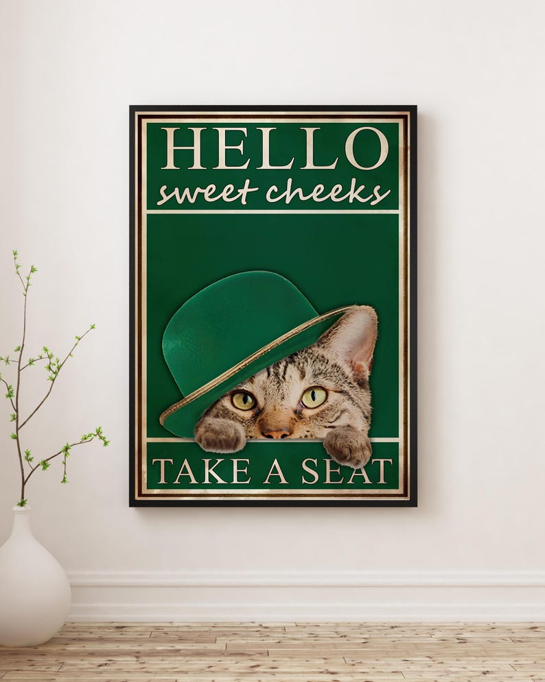 Funny Cat Canvas Wall Art, Vintage Cat Poster Print, Playful Humor Wall ...