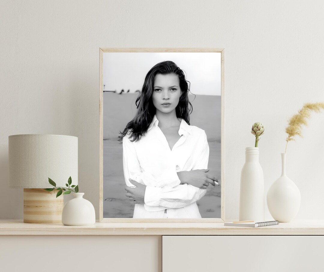 Kate Moss Portrait: Black and White Fashion Photography, Elegant Wall ...