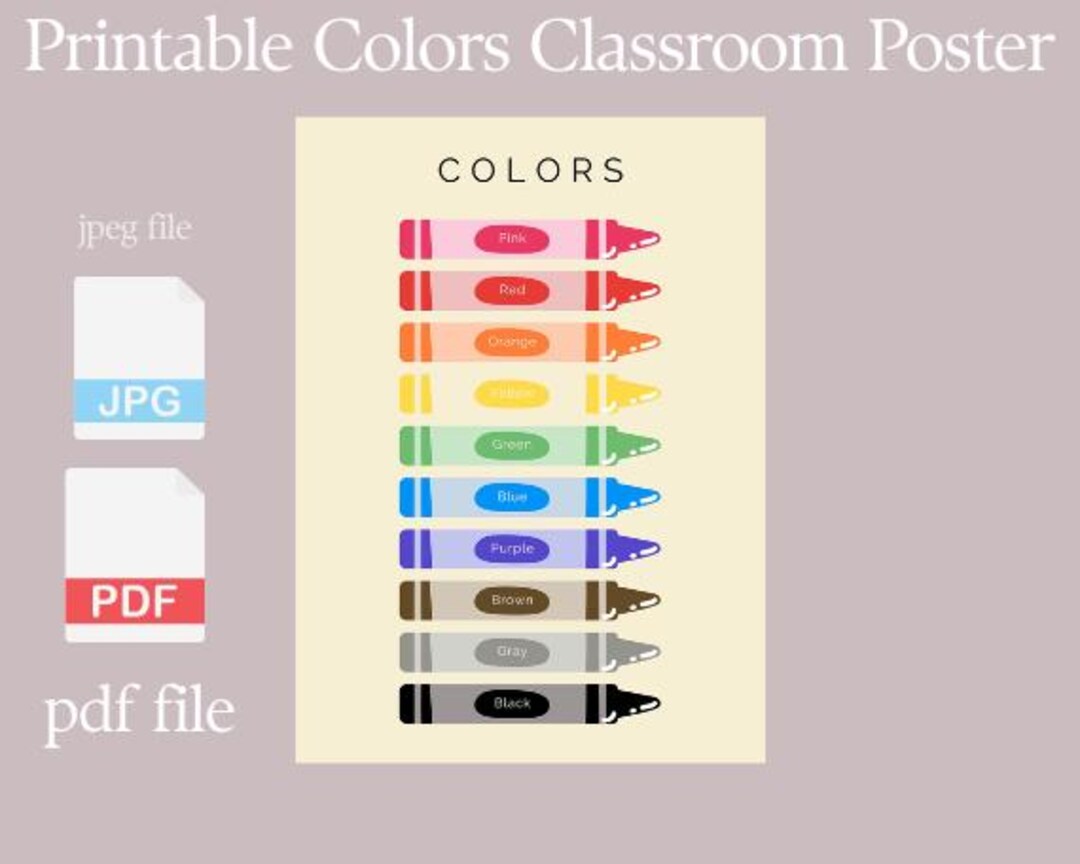 Printable Colors Classroom Poster - Colorful Educational Chart for ...
