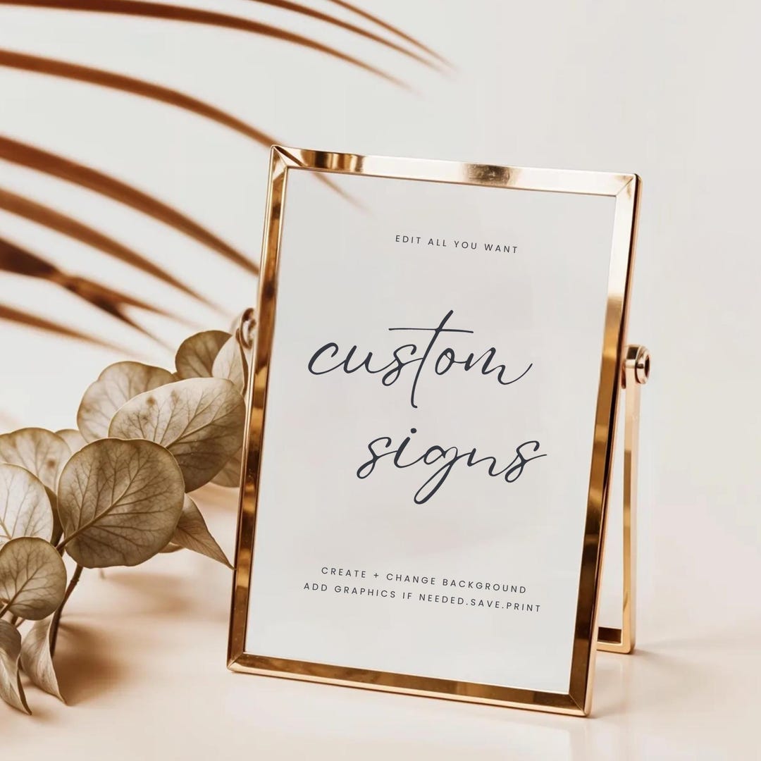 Editable Modern Custom Sign | Minimal Text Canva Sign | Printable Event ...