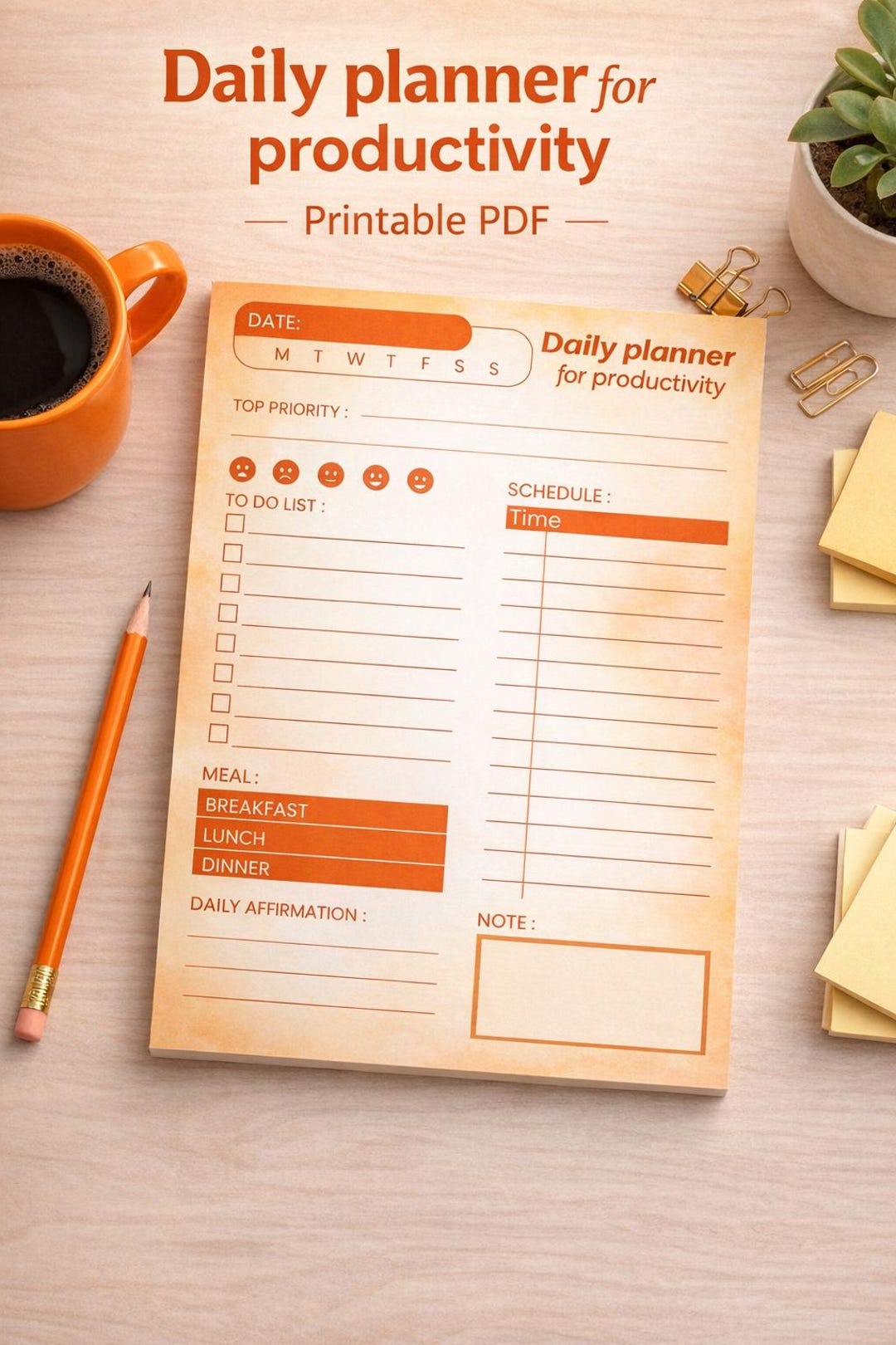 Daily Productivity Planner Printable | Neutral Minimal Planner PDF - Etsy