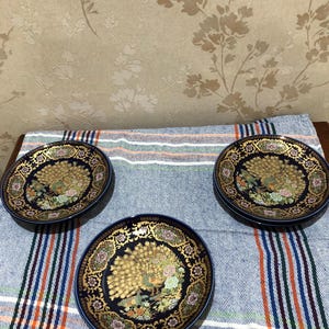 Vintage Moroccan Taous Porcelain Plates: Cobalt Blue Peacock Design ...