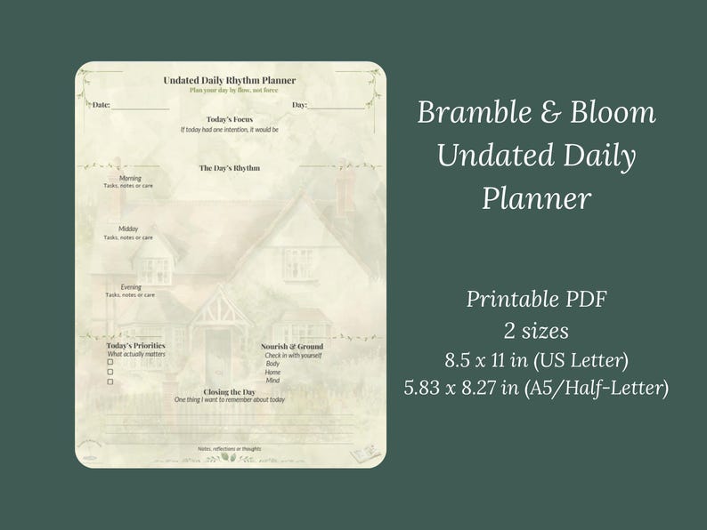 Bramble & Bloom: Undated Daily Planner PDF | Printable, Cottagecore and ...