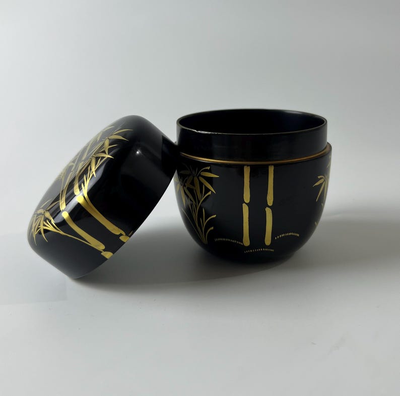 Urushi Lacquer Natsume Tea Caddy: Golden Bamboo Hand-painted - Etsy UK