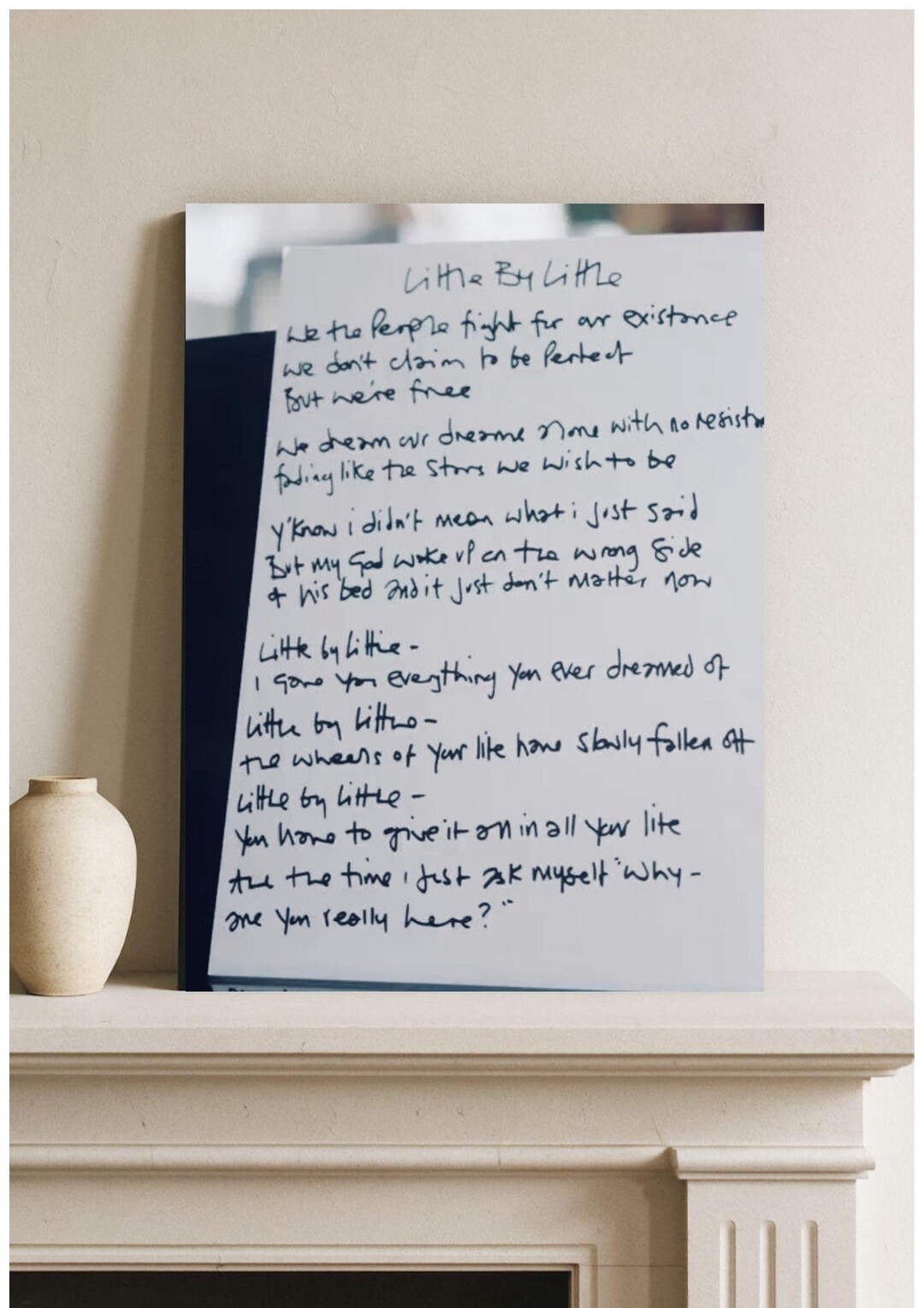 Oasis Handwritten Song Lyrics Poster – “little by Little” Inspired Wall ...
