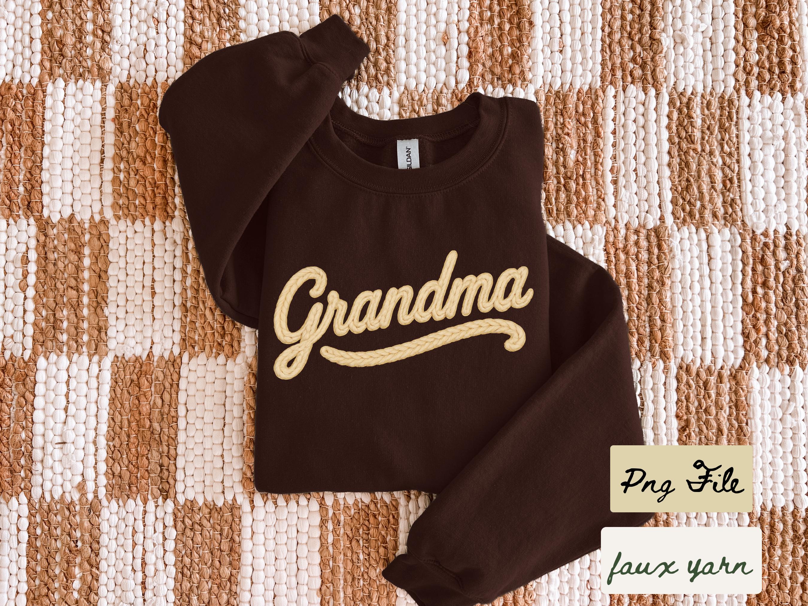 Preppy Grandma Faux Yarn PNG, Simple Granny PNG, Christmas Knit PNG ...
