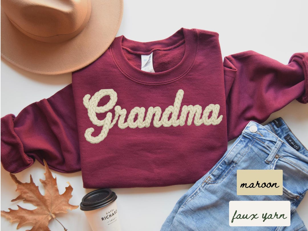 Preppy Grandma Faux Yarn PNG, Simple Grandma PNG, Preppy Christmas PNG ...