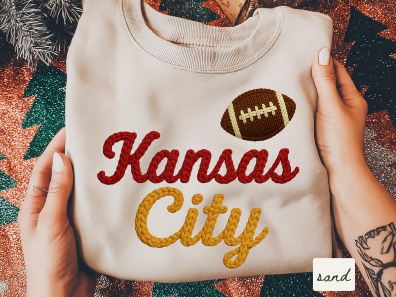 KC Football Faux Yarn Knit Look PNG: Two PNG Files-cute Team Spirit ...