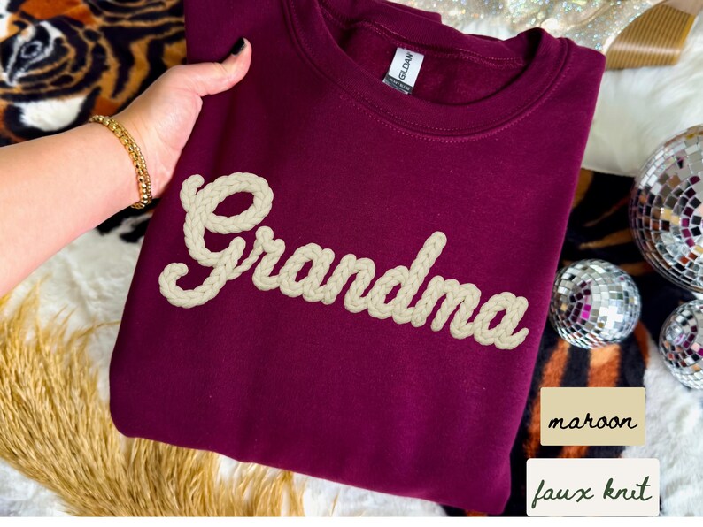 Preppy Grandma Faux Yarn PNG, Simple Grandma PNG, Preppy Christmas PNG ...
