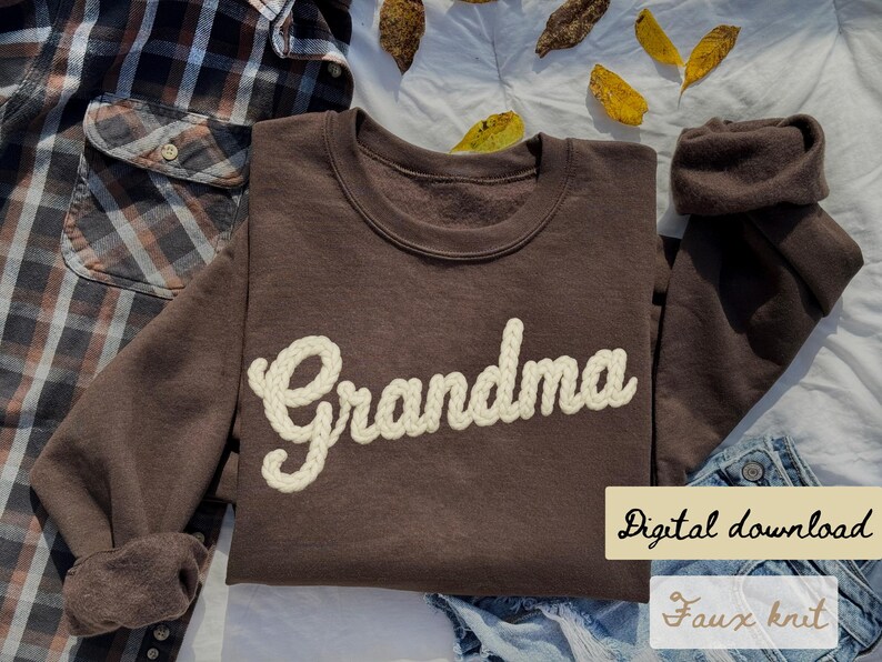 Preppy Grandma Faux Yarn PNG, Simple Grandma PNG, Preppy Christmas PNG ...