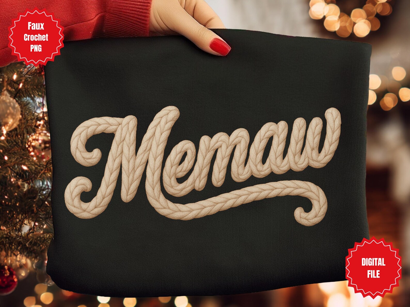 Preppy Memaw Faux Yarn PNG, Simple Grandma PNG, Preppy Christmas PNG ...