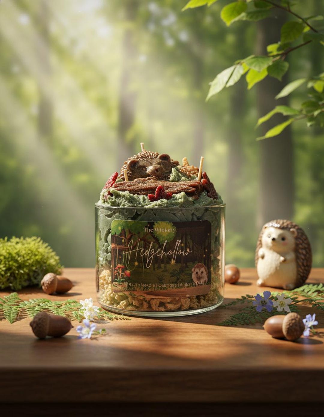 Hand-poured Hedgehog Candle, Fir Needle Oakmoss Scent - Etsy