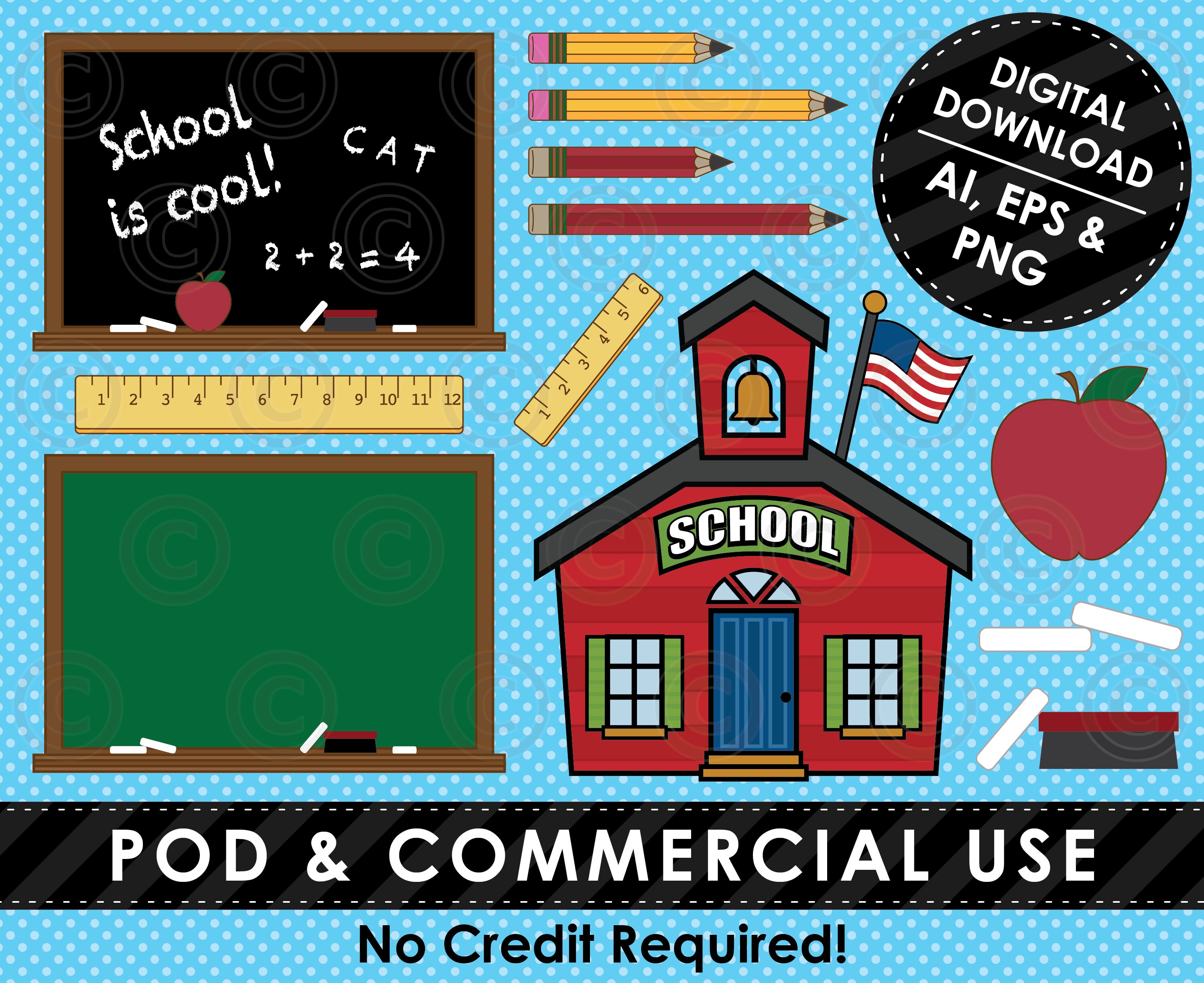 Back to School Clipart Commercial Use No Credit Required Vector AI, EPS ...