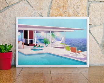 Stahl House Mid Century Modern Architecture Print Pierre Koenig Case ...