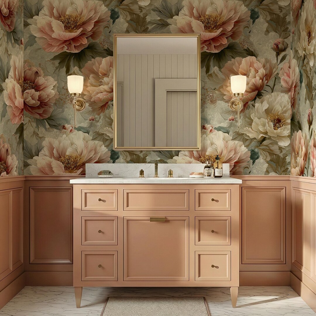 Classic Cream Floral Wallpaper With Engraved Petals Ornamental Wall ...