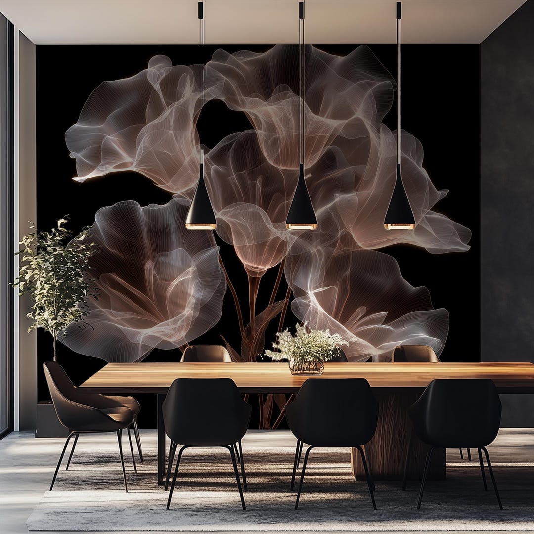 Translucent Floral X-ray Mural: Self-adhesive Botanical Wallpaper - Etsy
