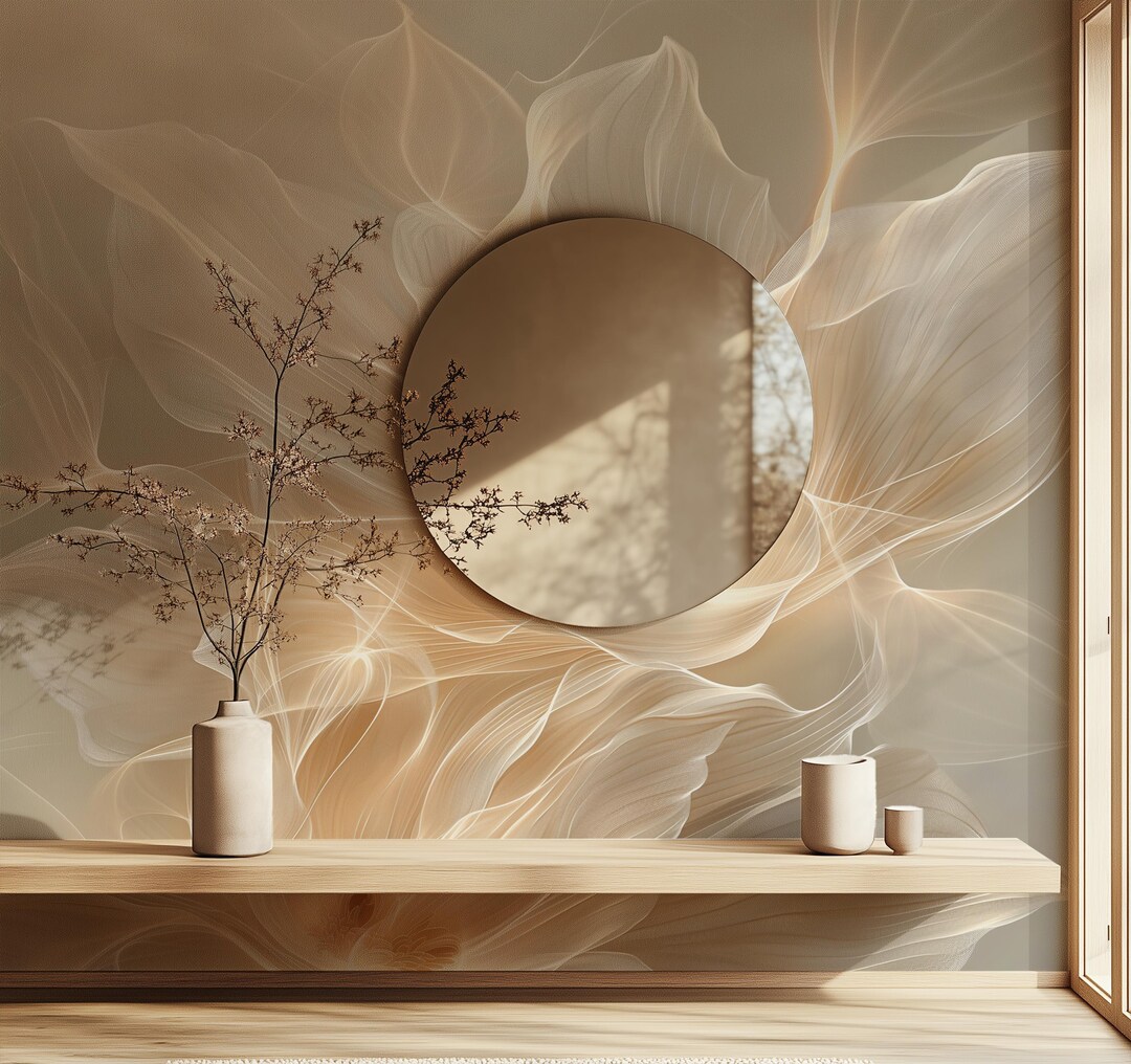 Ethereal Ivory Floral Wallpaper Translucent Petals Light Flowing Wall ...