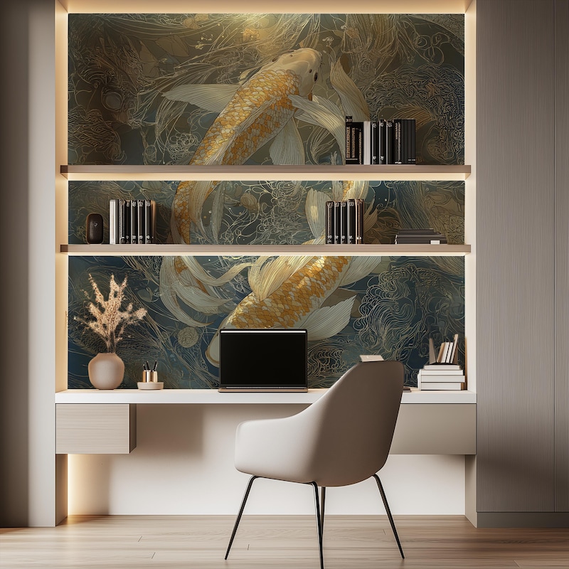 Koi Fish Wallpaper Mural - Etsy