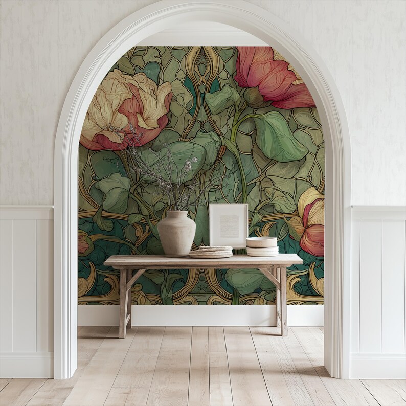 Victorian Floral Wallpaper Mural | Removable Self Adhesive Sticker - Etsy