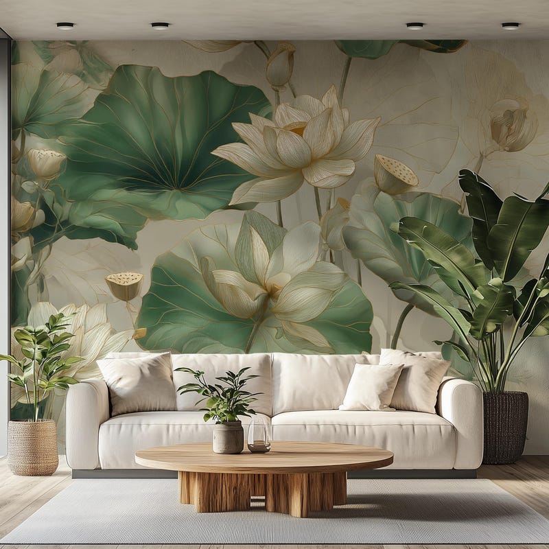 Lotus Leaf Wallpaper - Etsy