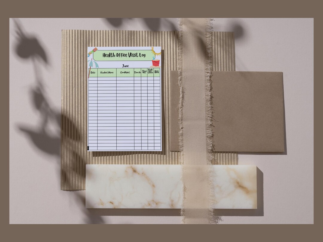 June Health Office Visit Log | Printable Nurse Log Sheet With Summer ...