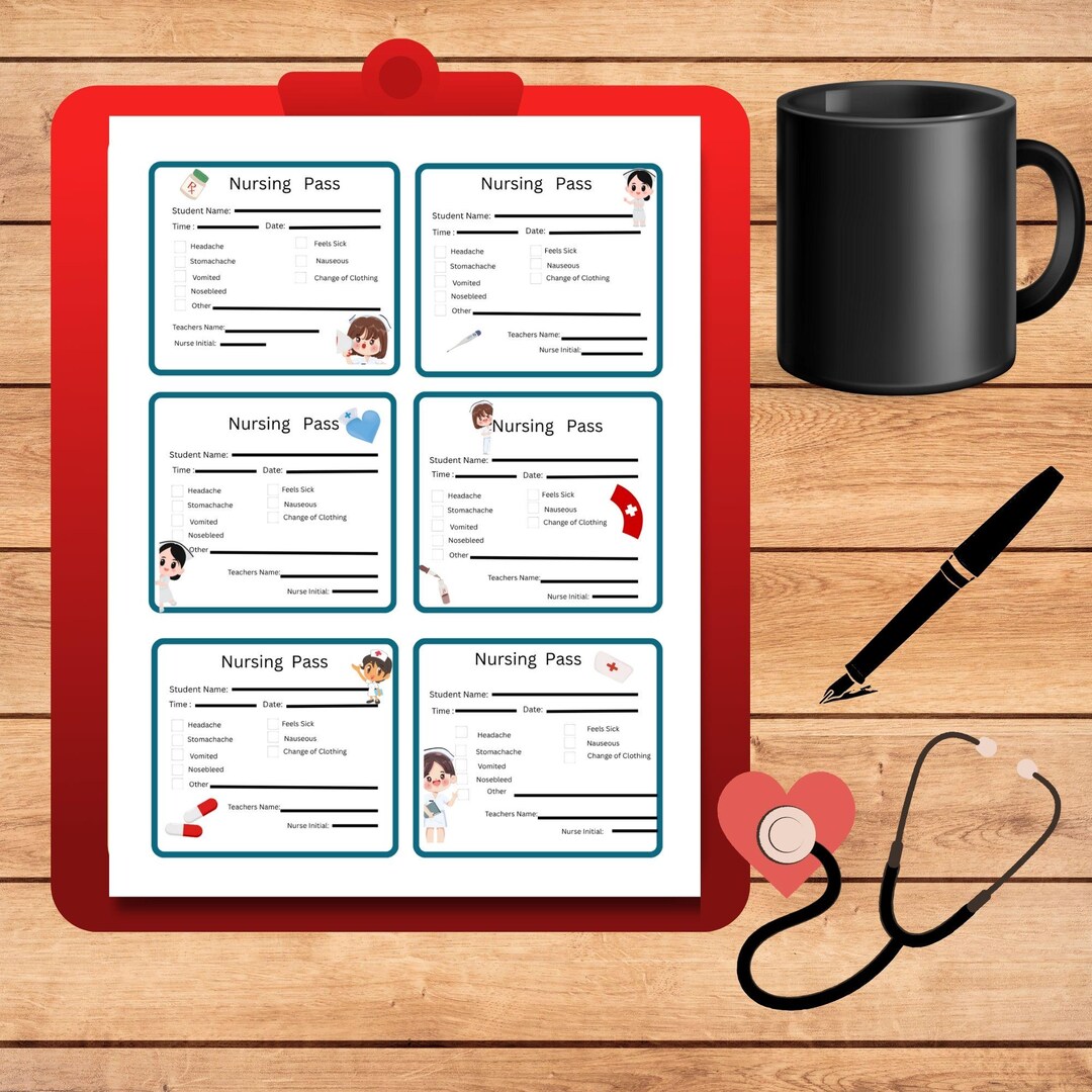 Printable Nursing Pass for Students: Editable Nurse Visit Form (PDF for ...