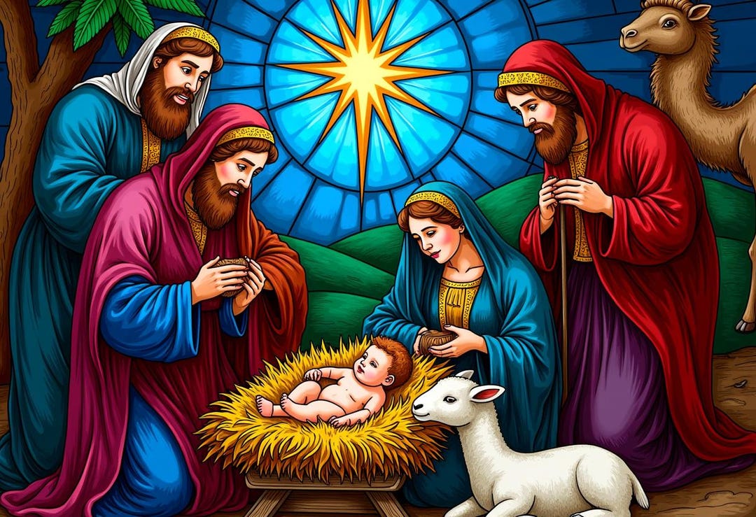 Stained Glass Nativity Scene - Etsy