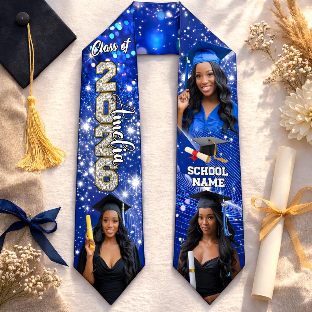 Custom Graduation Stole Personalized Photo Graduation Sash Class of ...