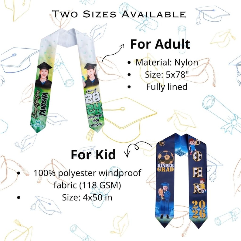 Custom Graduation Stole Personalized Photo Graduation Sash Class of ...