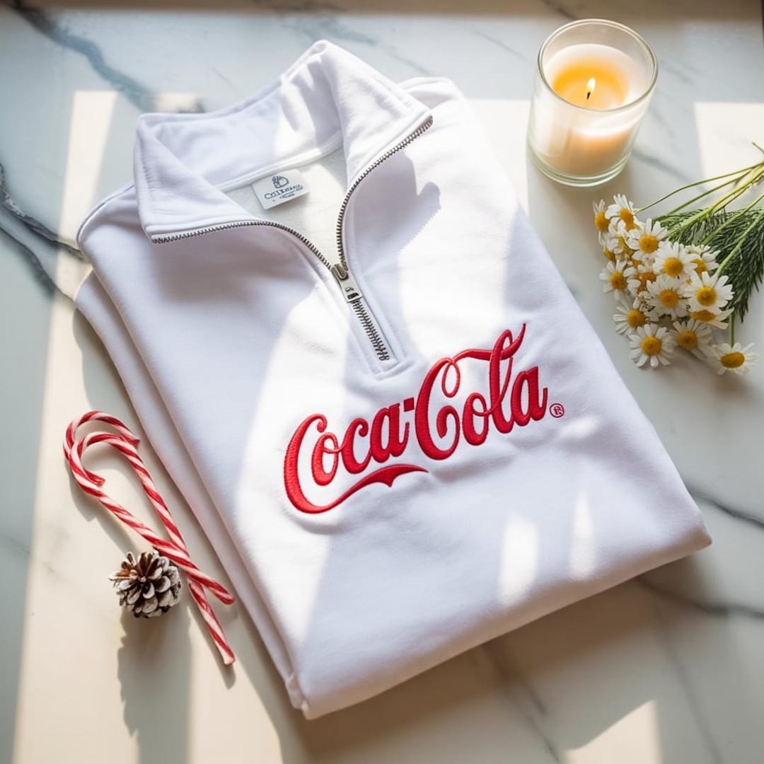 Embroidered Coca-cola Logo Quarter-zip Sweatshirt: Coke Lover ...